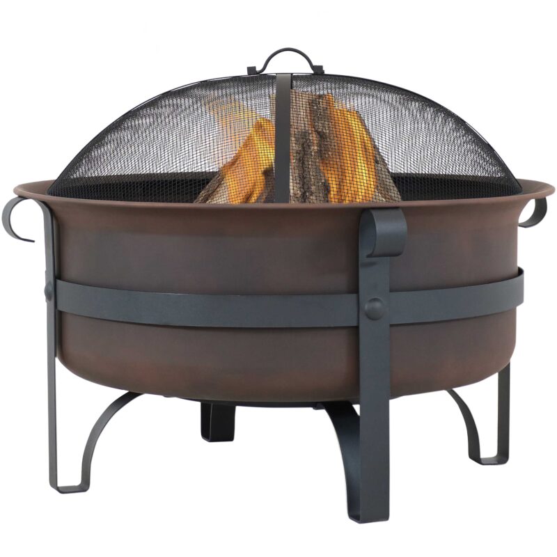 Shop for Sunnydaze Steel Cauldron Style Fire Pit with Spark Screen ...